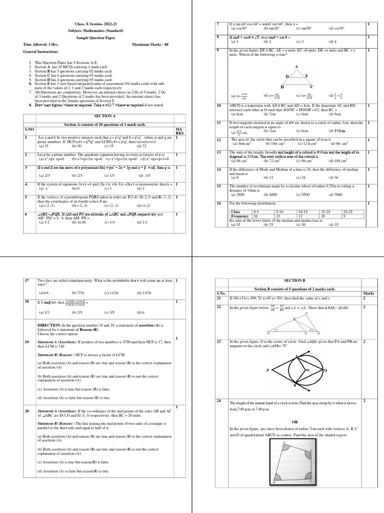 MathsStandard SQP | PDF | Area | Triangle