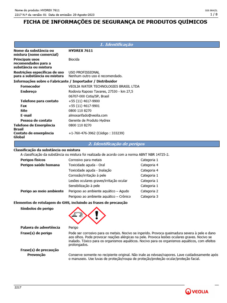 SDS Hydrex 7611 | PDF