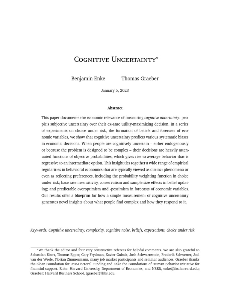 Cognitive Uncertainty | PDF