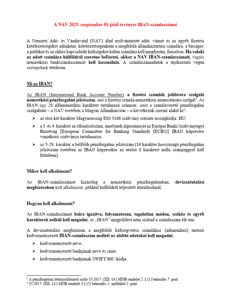 IBAN Számlajegyzék 20230901 | PDF