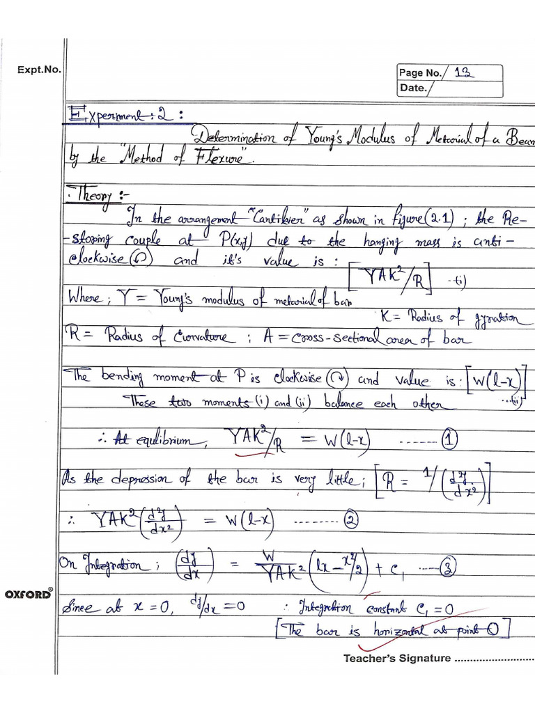 Young's Modulus by Flexure Method | PDF