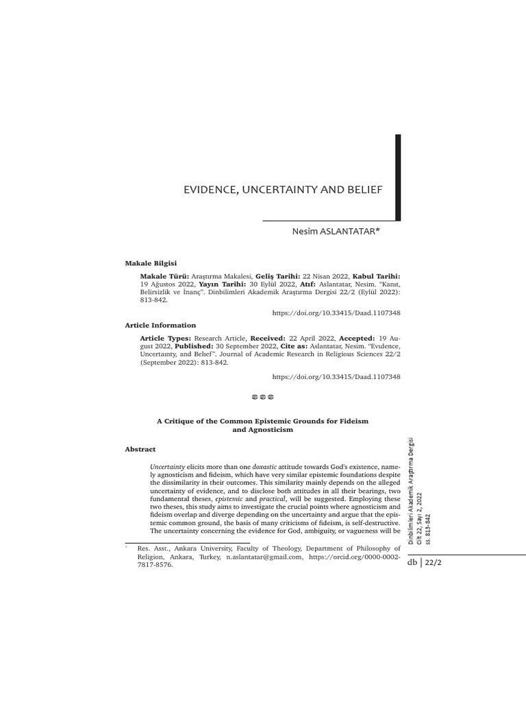 Evidence Uncertainty and Belief | PDF