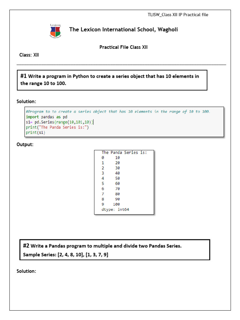 Practical File Class XII - Complete | PDF | Chart | Loans