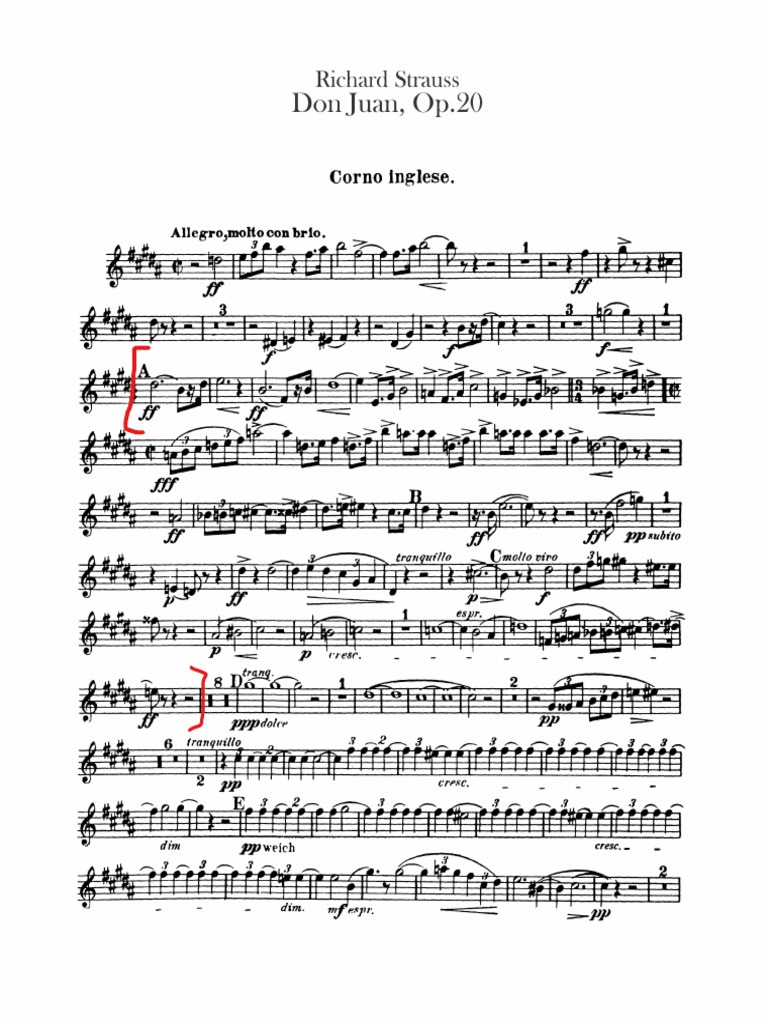 Corne Ingles Strauss Don Juan Op 20 - Da Letra A Ate o Final de C | PDF