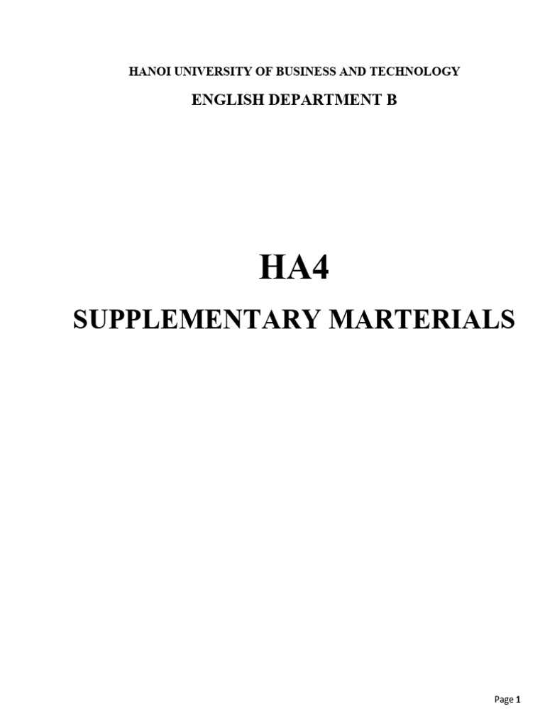 Supplementary Materials for HA4 HubT | PDF | Employment