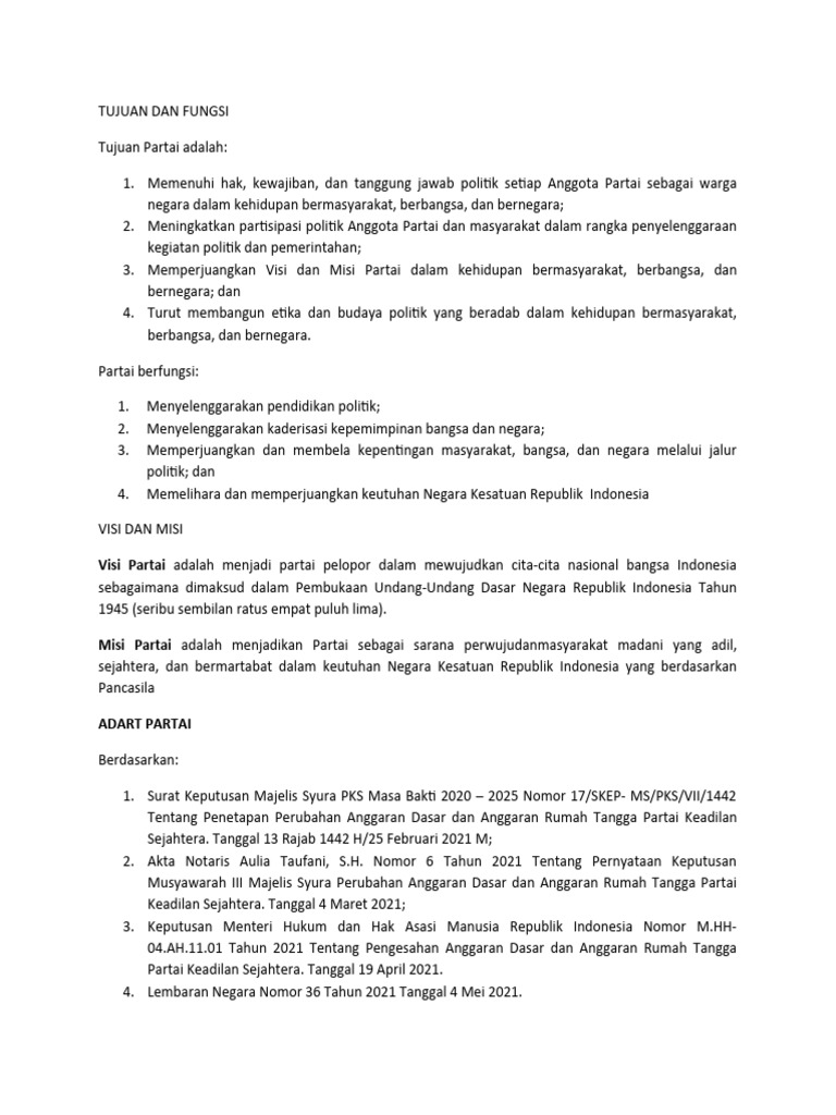 Tujuan Dan Fungsi PKS | PDF