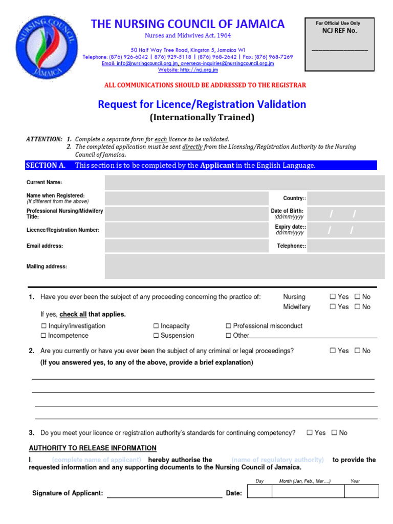 Jamaica Nursing License Validation | PDF | Nursing | Licensure