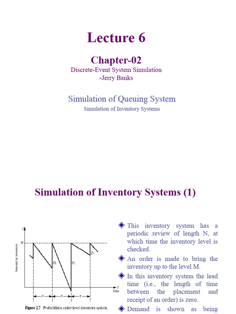 Lecture 6 - Simulation of Inventory Systems | PDF | Inventory | Sales