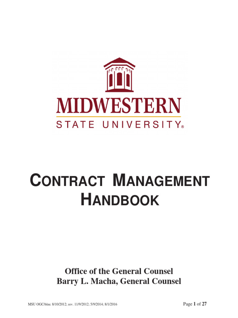 Msu Contract Mangement Handbook | PDF | Risk | Employment