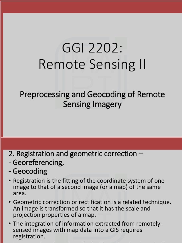 6 - Preprocessing of RS Imagery - 2 Geometric Correction | PDF ...
