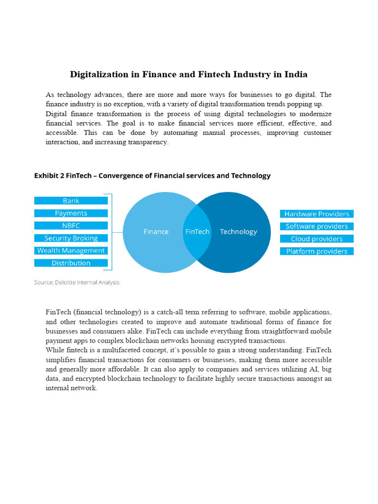 Digitalization in Finance and Fintech Industry in India | PDF