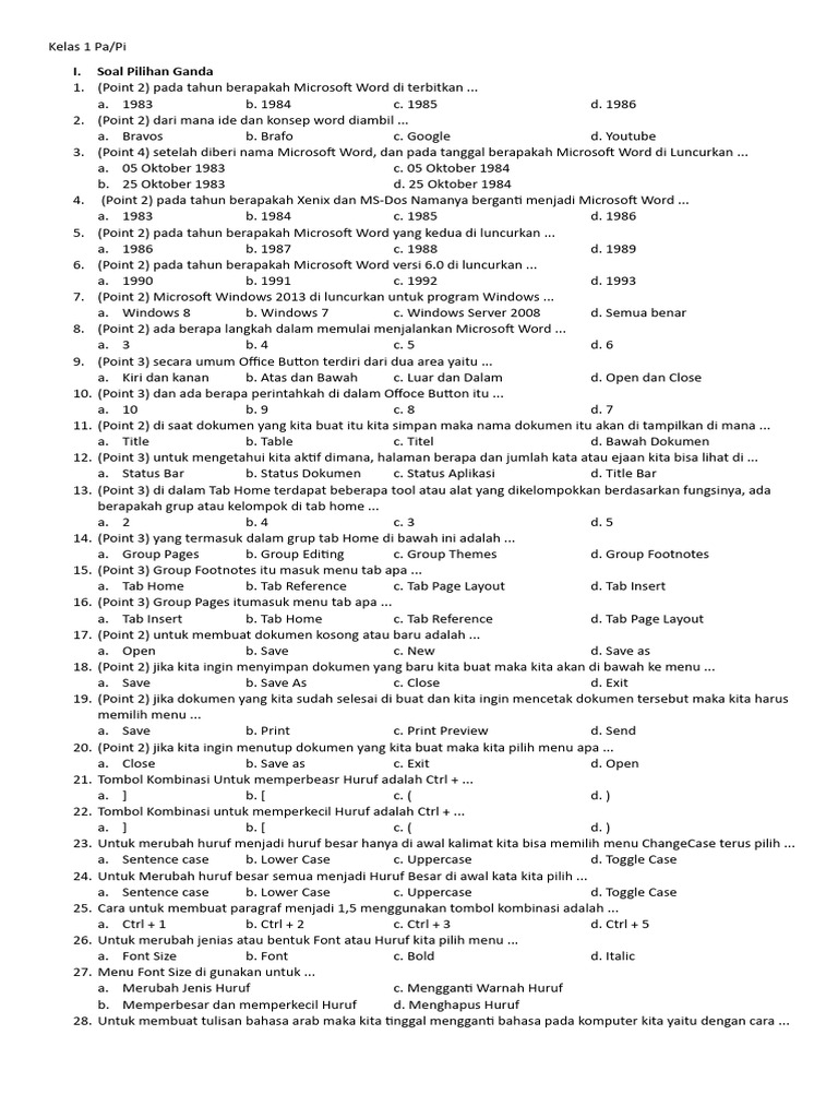 Soal TIK 7 Papi | PDF