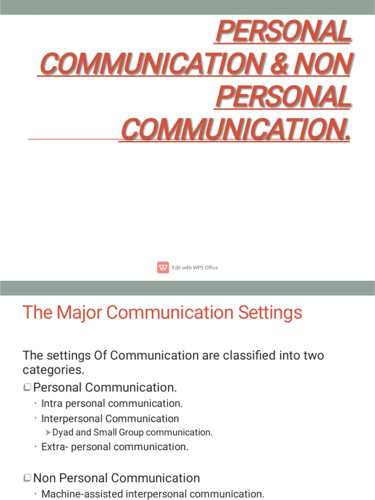 Personal and Non Personal Communication | PDF | Communication ...