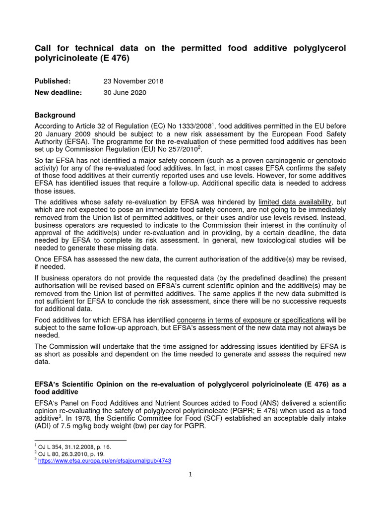 Fs Food-improvement-Agents Reeval Call 20181123 E476 Data | PDF