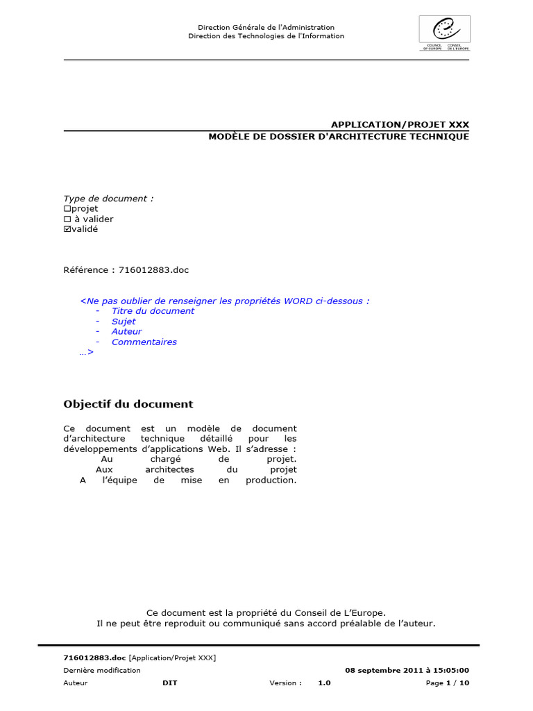 DAT ModeleDossierArchitectureTechnique | PDF | Ordinateurs | Technologie et ingénierie