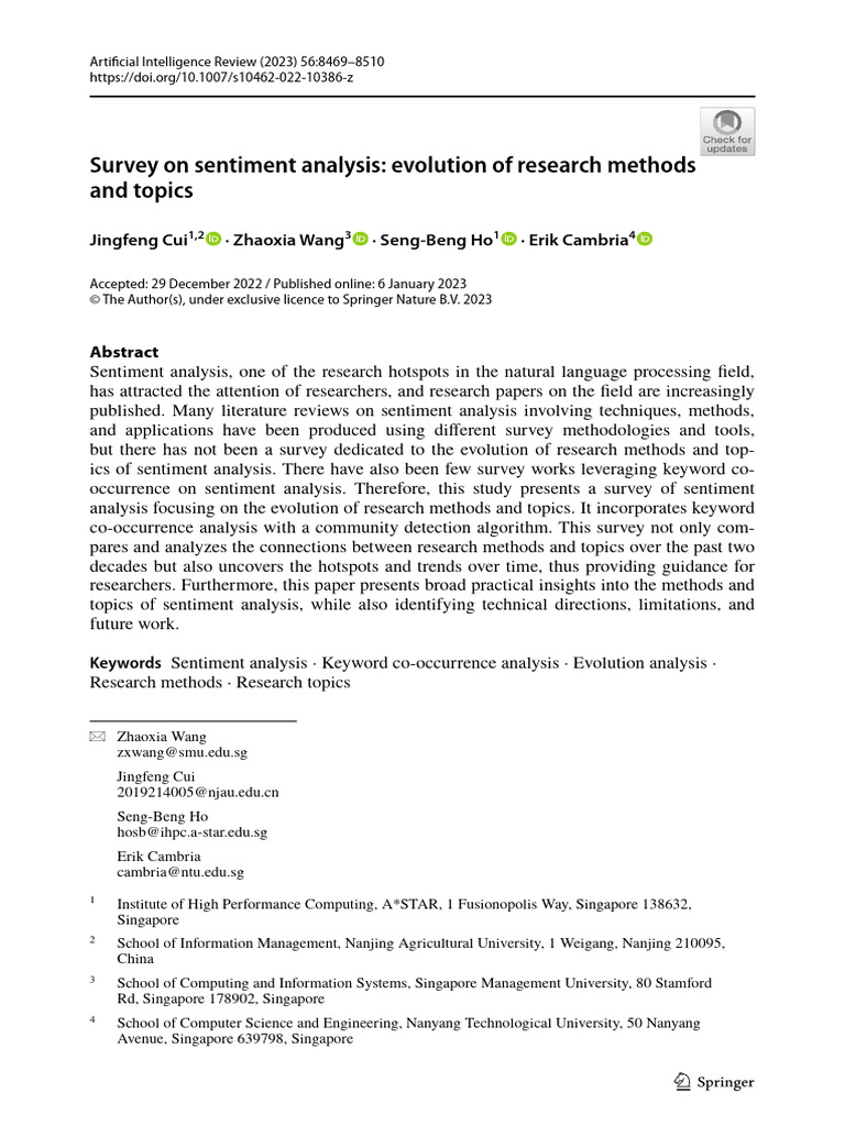 Survey On Sentiment Analysis: Evolution of Research Methods and Topics | PDF | Deep Learning ...