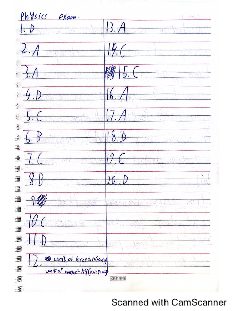 First Term Physics Exam | PDF First Term Physics Exam | PDF