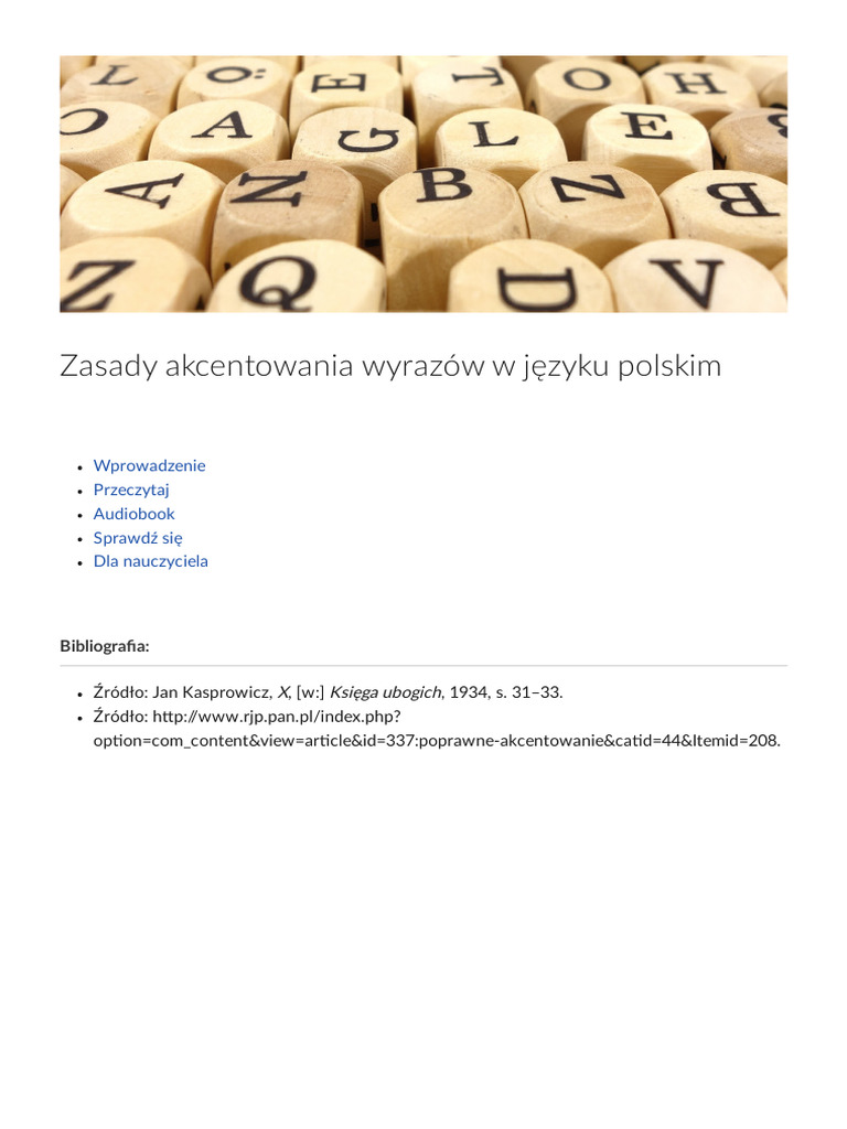 Zasady Akcentowania Wyrazow W Jezyku Polskim | PDF Zasady Akcentowania Wyrazow W Jezyku Polskim | PDF