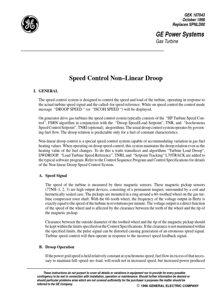 Non-Linear Droop Speed Control Guide | PDF