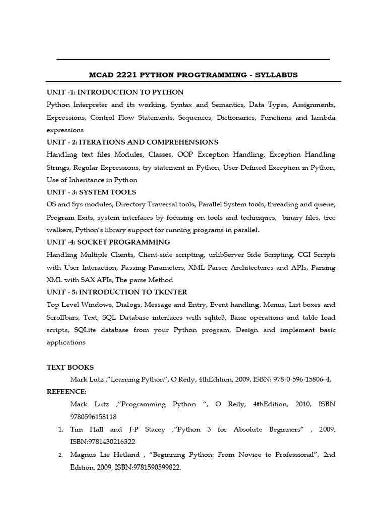 MCAD 2221 (Press) Python Programming | PDF