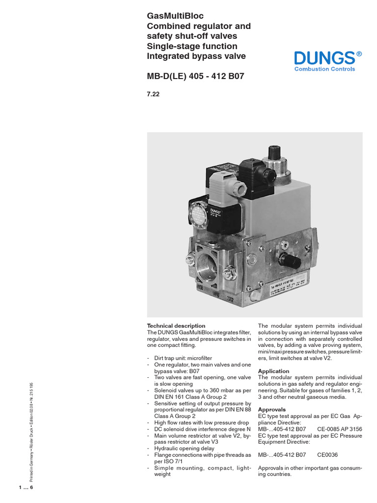 Gasmultibloc Combined Regulator and Safety Shut-Off Valves Single-Stage ...