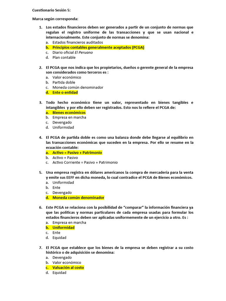 ICFN-Cuestionario Sesión 5 - PRUEBA | PDF | Contabilidad | Business
