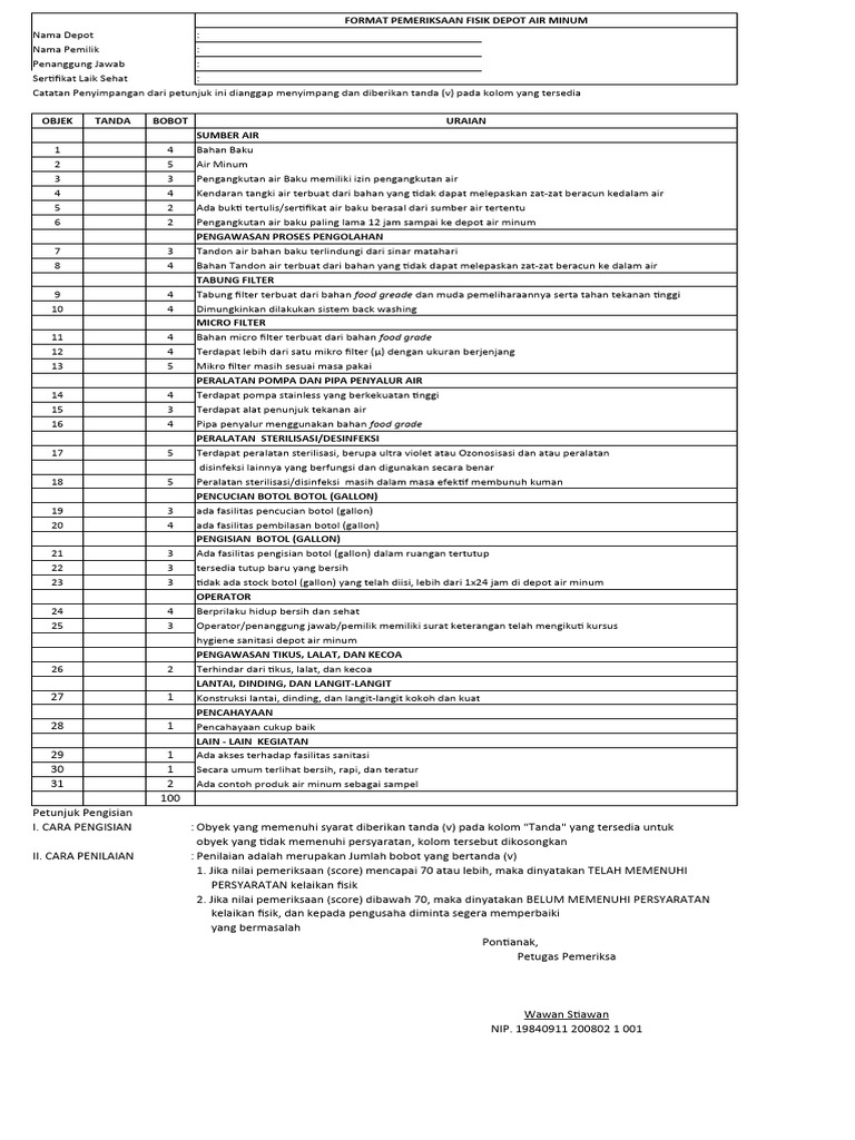 Form Pemeriksaan DAMIU | PDF