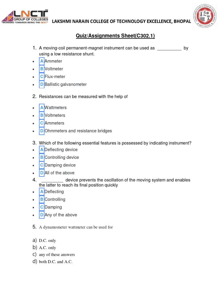 MCQs EC-302 EMI LNCTE | PDF | Analog To Digital Converter | Electrical Resistance And Conductance