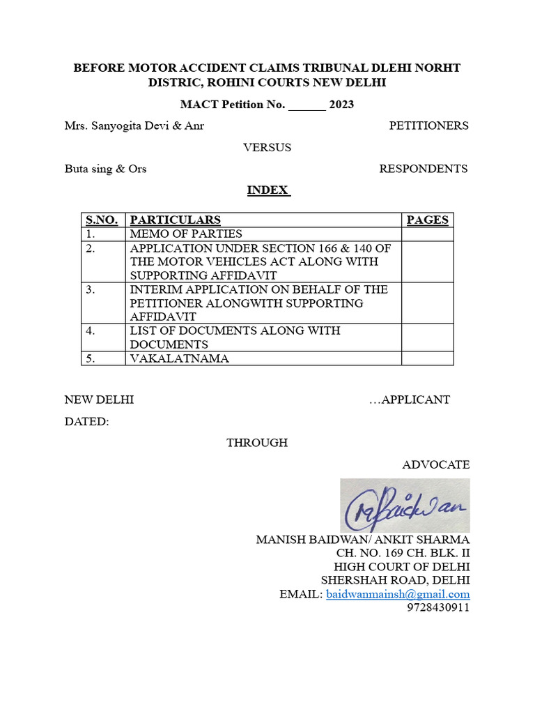 MACT Petition | PDF | Affidavit | Common Law