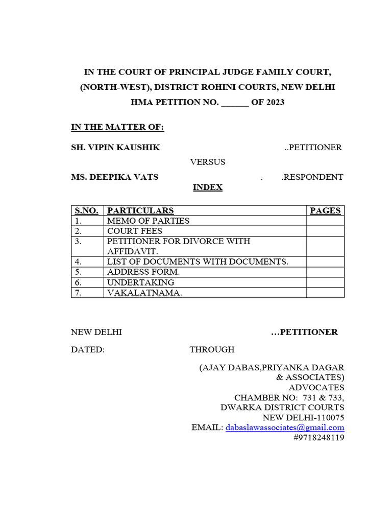 Vipin Final Divorce Petition Pdf Marriage Complaint