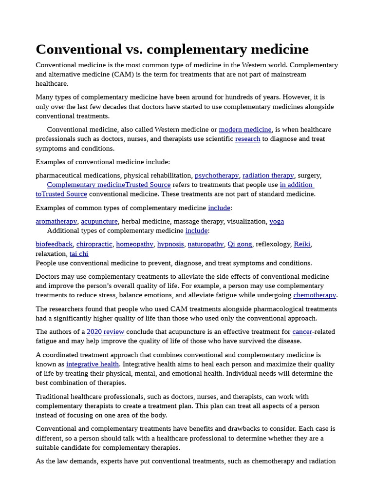 Conventional and Alternative Medicine 1 | Download Free PDF ...