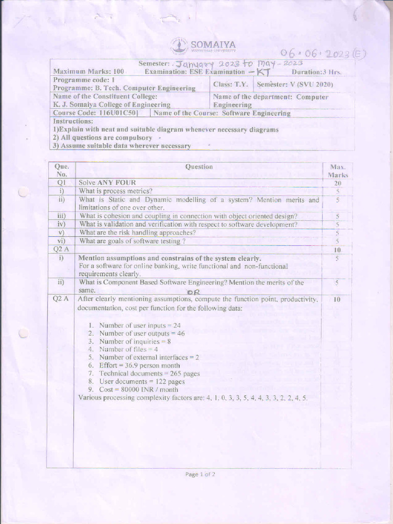 Sem V Comp Jan 2023 - May 2023. E.S.E. Exams Aug.2022. Dec. 2022. | PDF