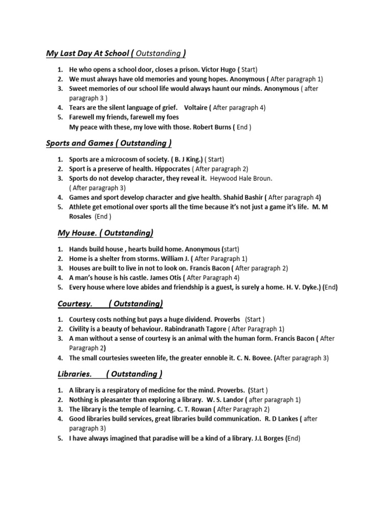 My Last Day at School (Outstanding) : Paragraph 3) | PDF