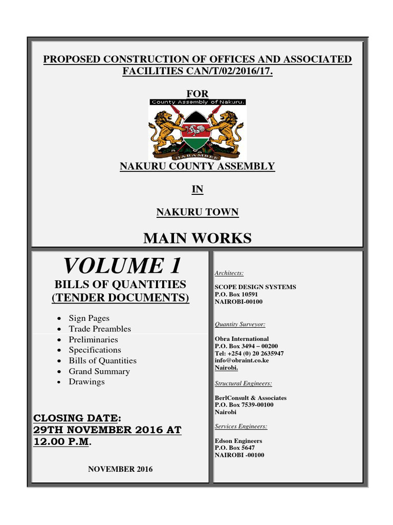 Revised Contruction of Office Block Tender | PDF | Concrete ...