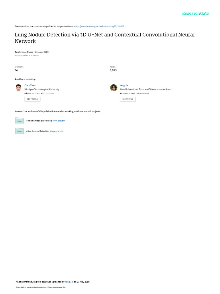Lung Nodule Detection Via 3D U-Net and Contextual Convolutional Neural Network | PDF | Image ...