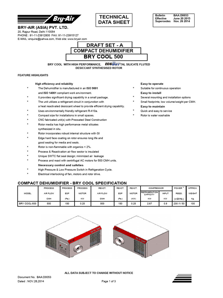 BRY COOL 500 Tech Specs | PDF