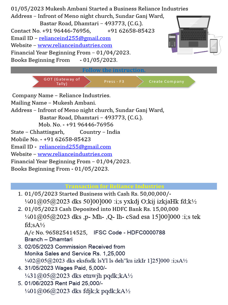 Create Company For Mukesh Ambani | PDF