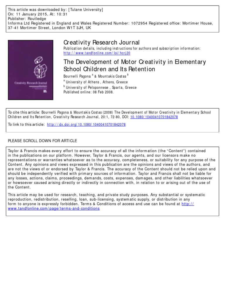 2008-The Development of Motor Creativity in Elementary School Children and Its Retention | PDF ...