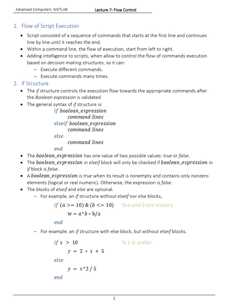Lecture 7. Flow Control | PDF | Control Flow | Applied Mathematics Lecture 7. Flow Control | PDF | Control Flow | Applied Mathematics