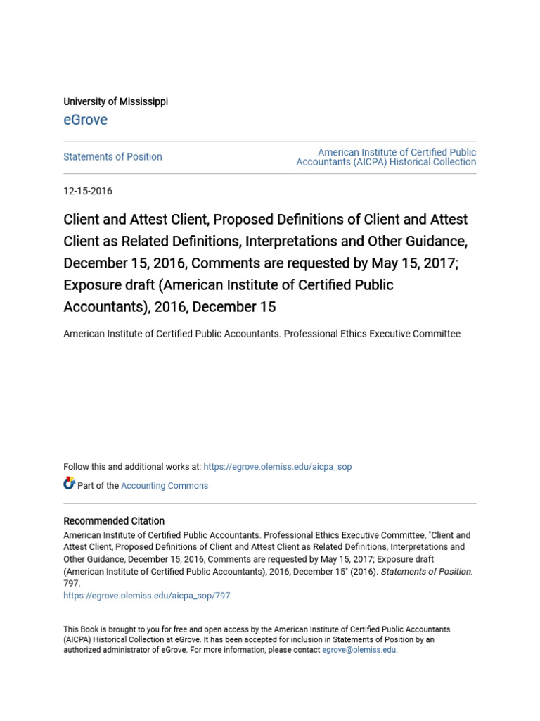Client and Attest Client Proposed Definitions of Client and Atte | PDF ...