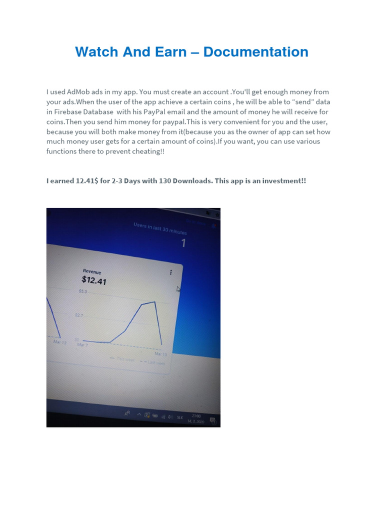 Watch&Earn - Documentation (AdMob) | PDF