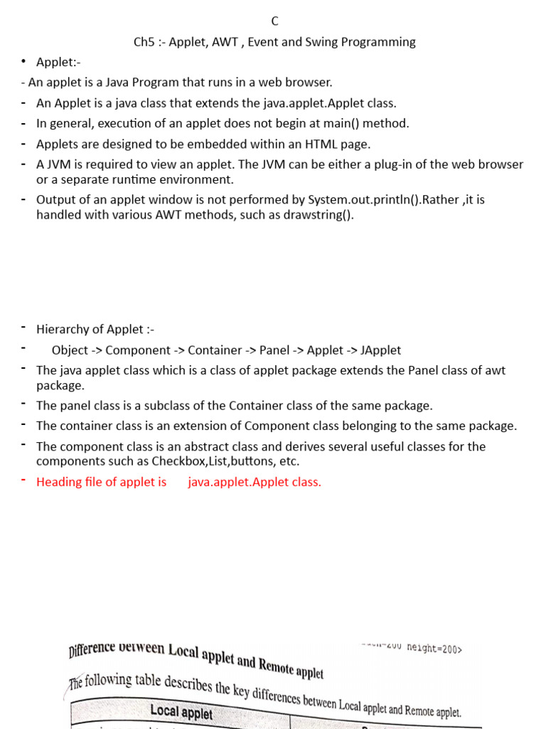 Ch5 Applet Awt Event And Swing Programming Pdf Java Programming Language Object