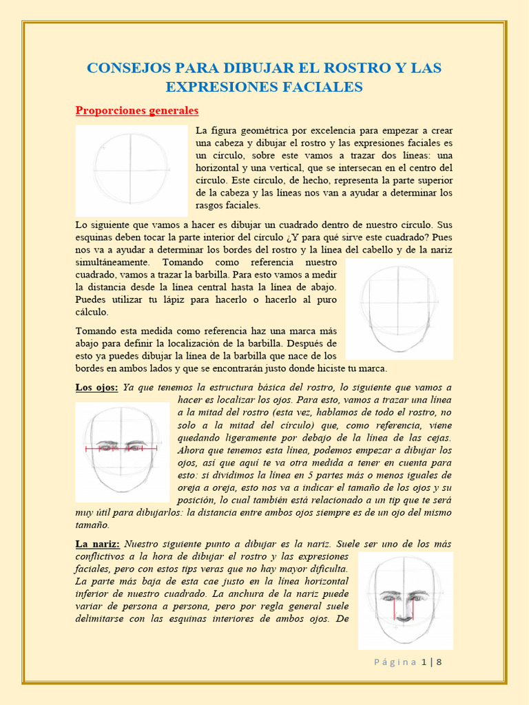 Consejos Para Dibujar El Rostro Y Las Expresiones Faciales Pdf Cara