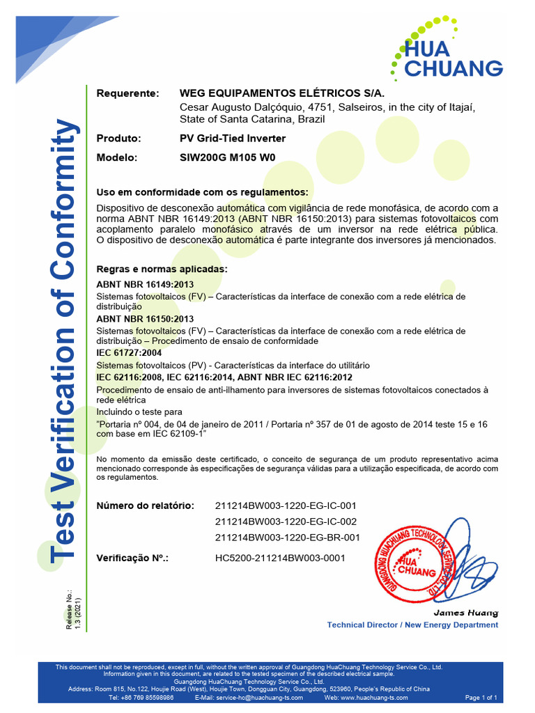 Certificado Siw200g M105 W0 | PDF