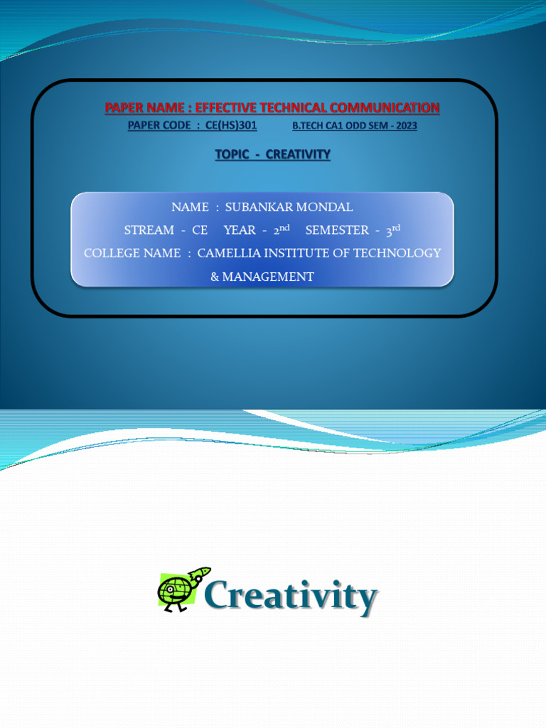 Subankar Mondal | PDF | Creativity | Thought