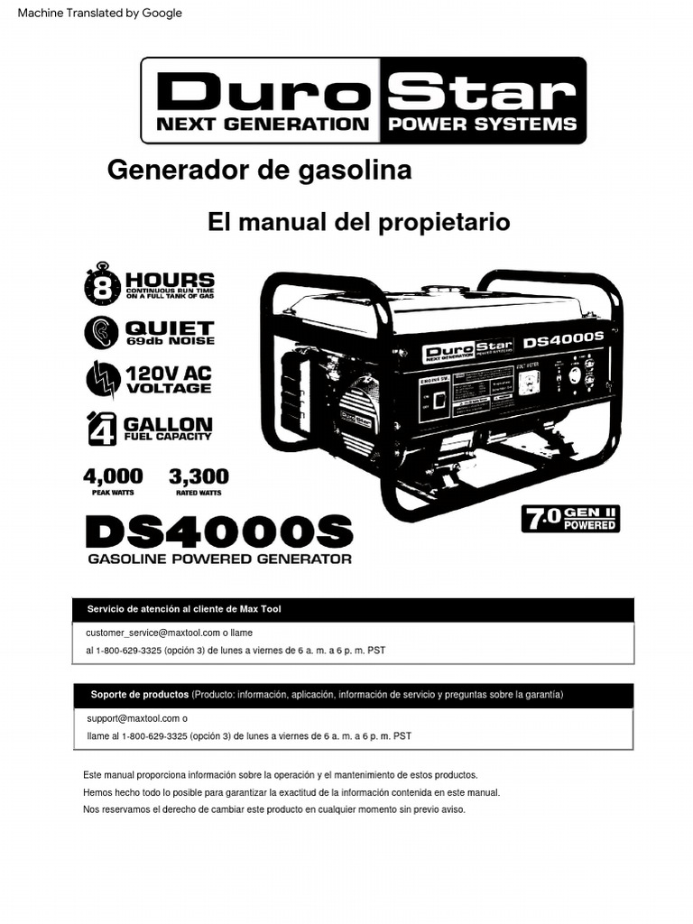 Durostar ds4000s Manual Español | PDF | Generador eléctrico | Energia ...