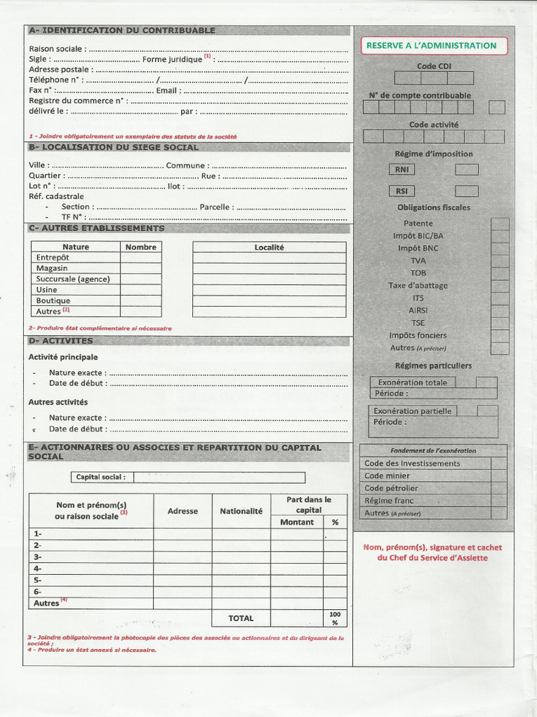Declaration Fiscale | PDF