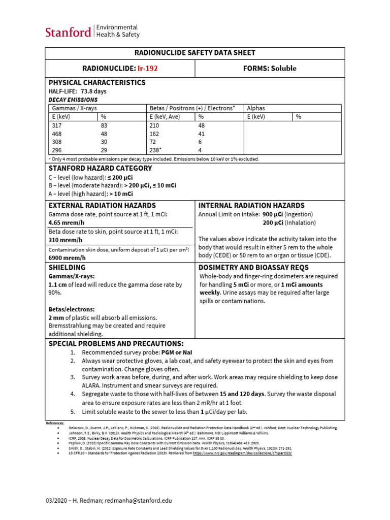 Ir 192 RSDS | PDF | Gamma Ray | Radioactive Contamination