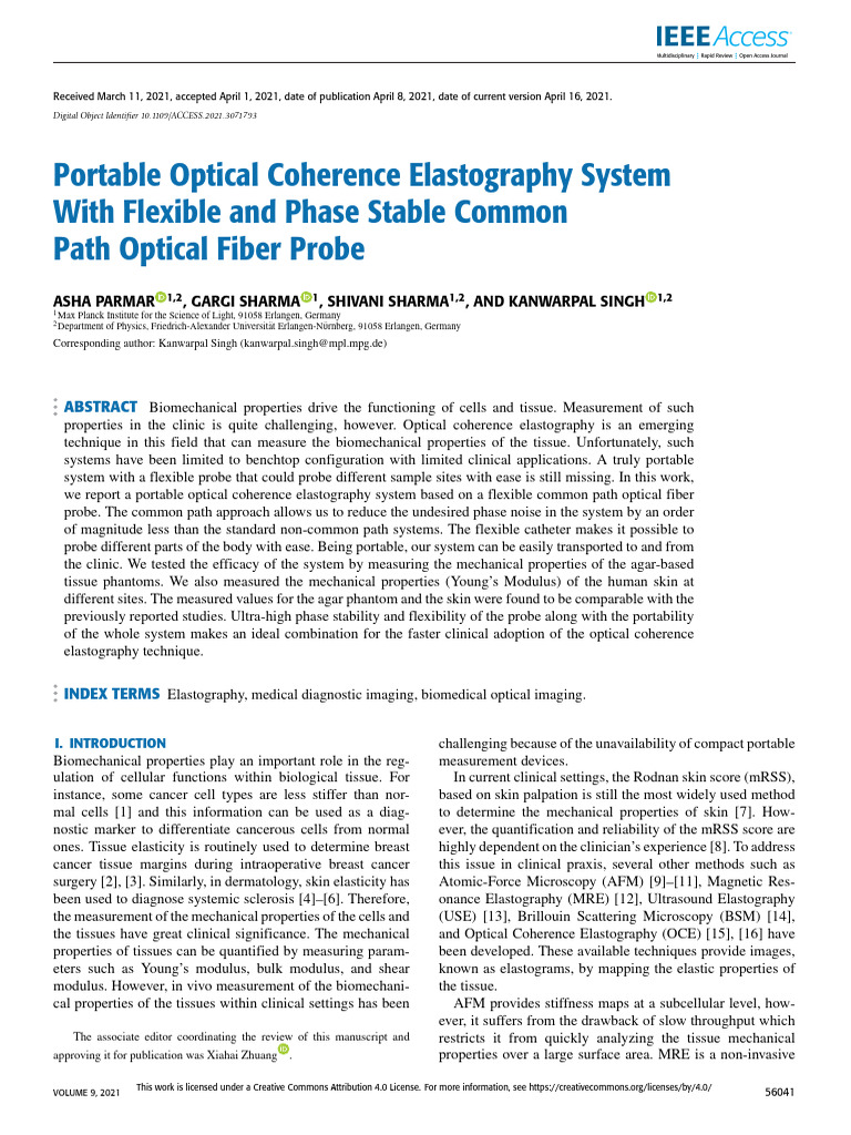 Portable Optical Coherence Elastography System With Flexible and Phase ...