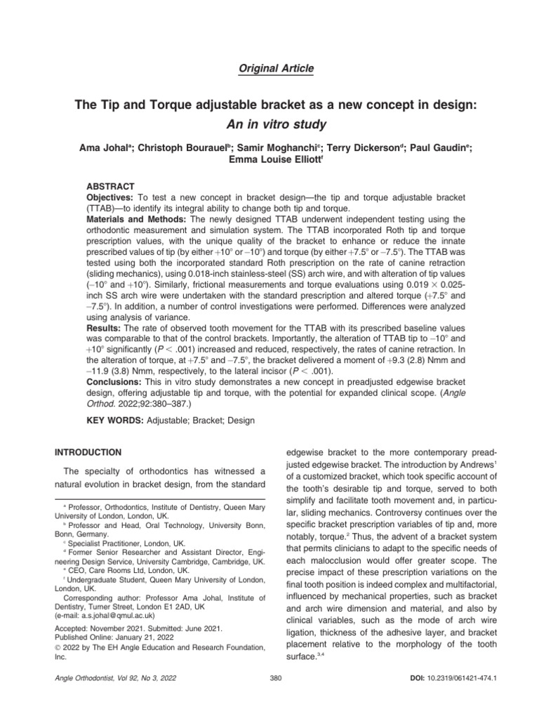 The Tip and Torque Adjustable Bracket As A New Concept in Design | PDF ...